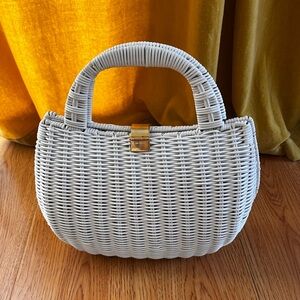Bags | Vintage White Wicker Purse | Poshmark